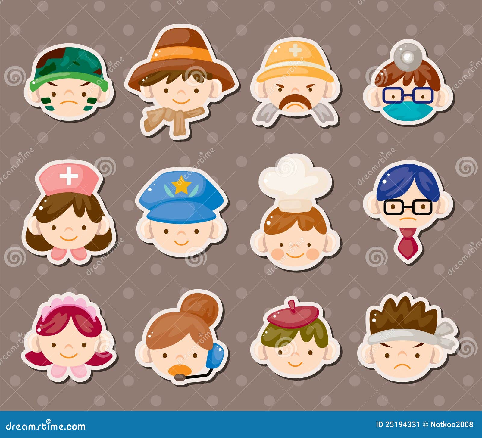 People job face stickers stock vector. Illustration of head - 25194331