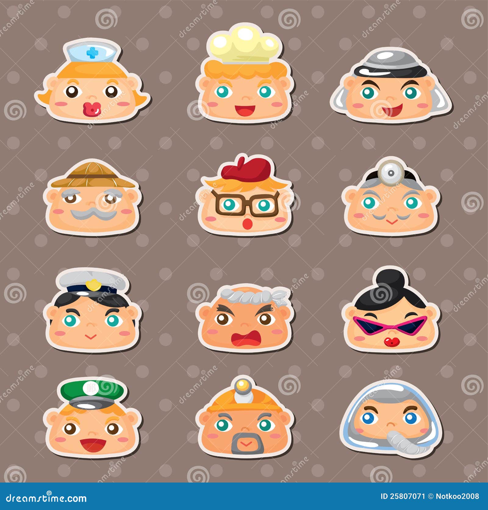 People job face stickers stock vector. Illustration of cute - 25807071