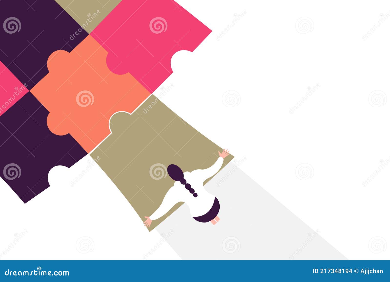 Top View Of A Person Joining The Puzzle Pieces Together Vector ...