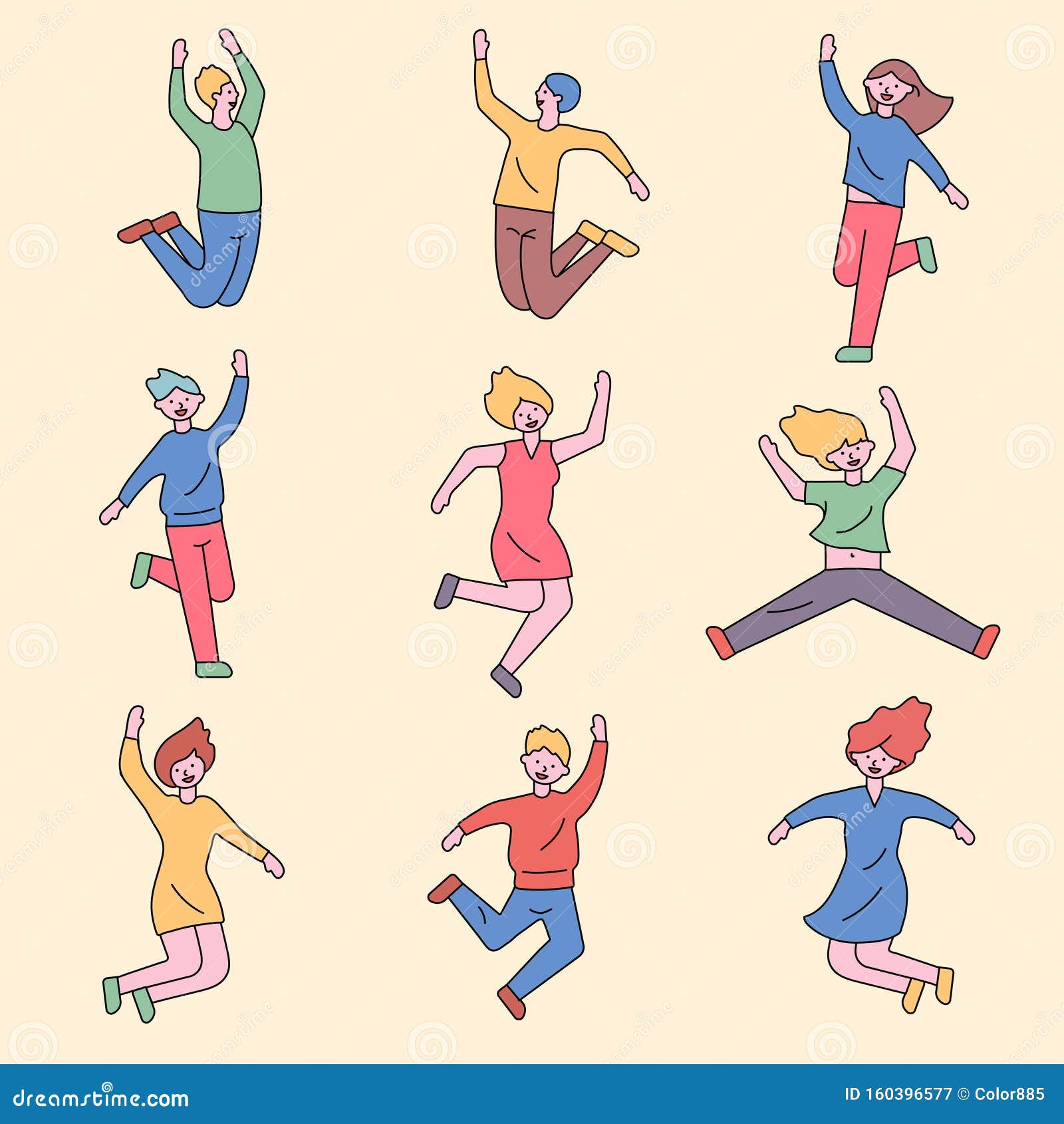 People are Jumping with Excitement and Happiness. Stock Vector ...