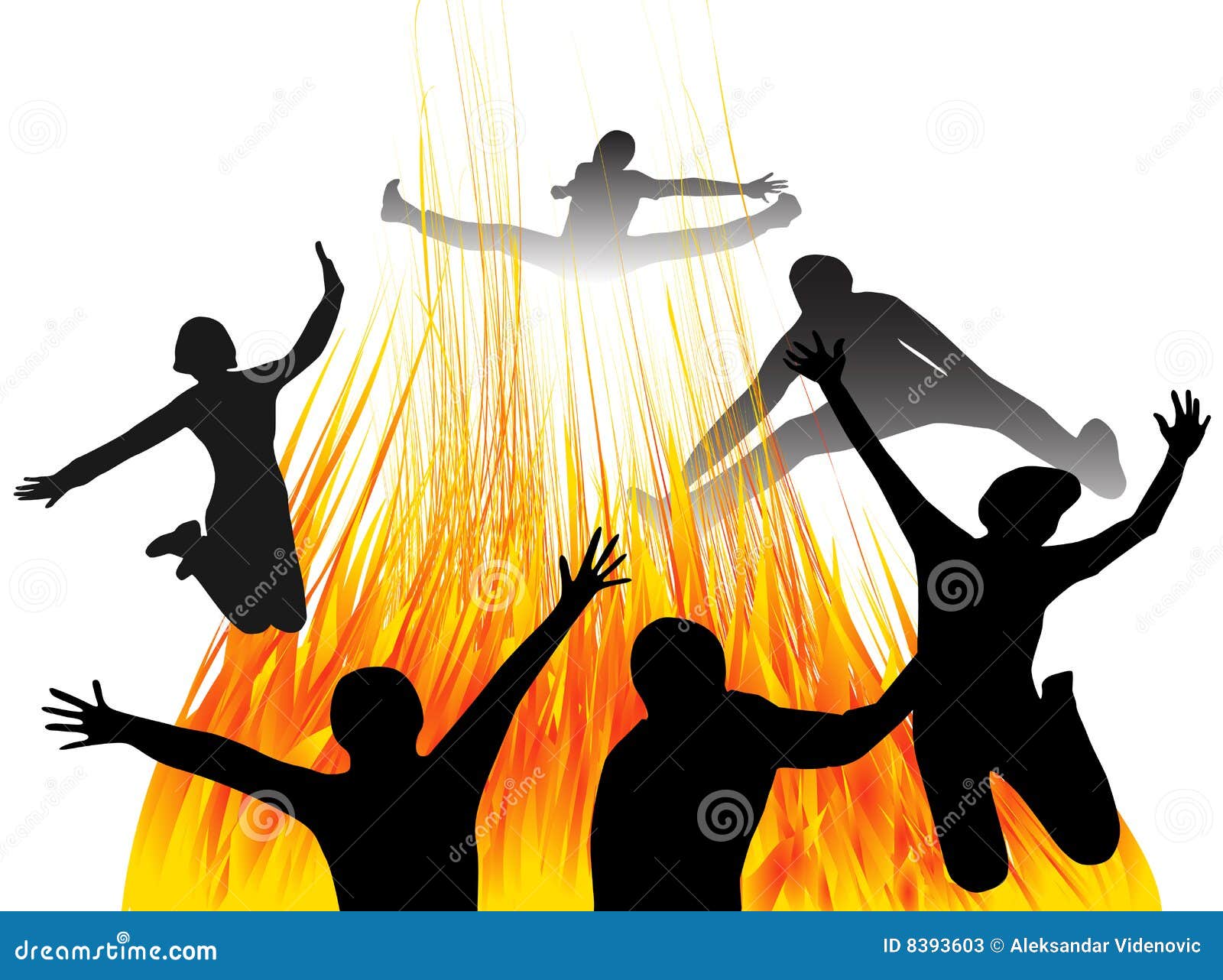 People jumping and fire stock vector. Illustration of girl - 8393603