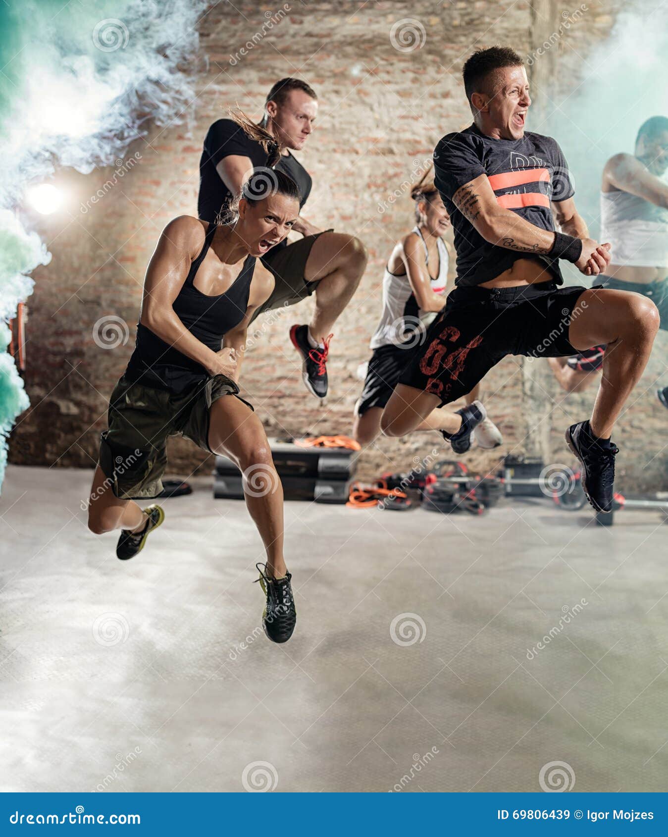 People Jumping and Practicing Cardio Fitness Exercise Stock Image ...