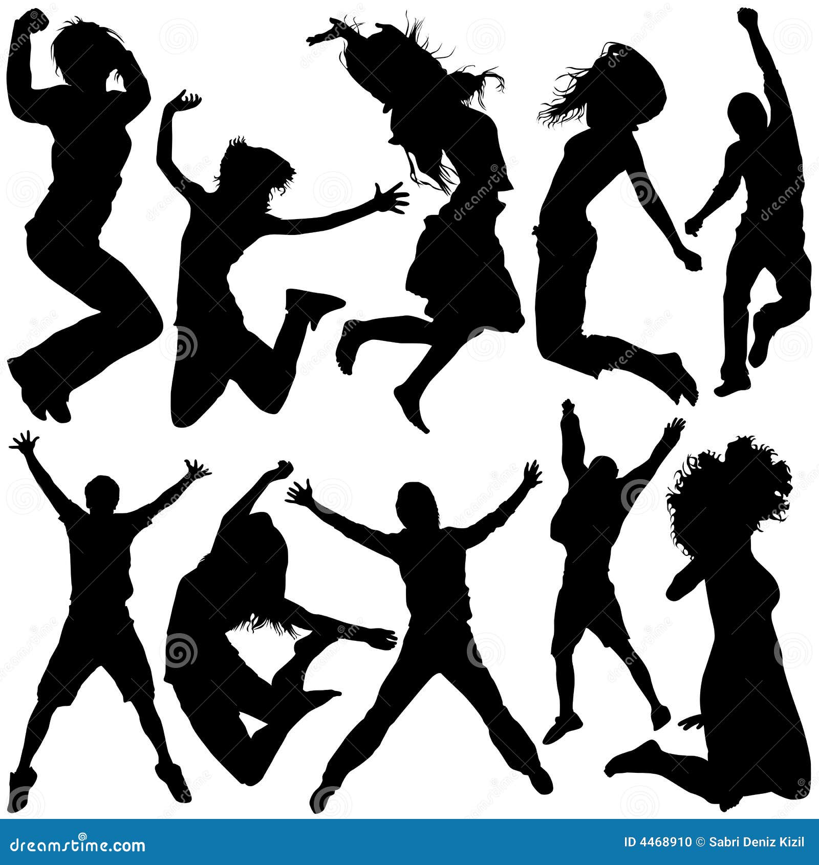 People jumping vector stock vector. Illustration of active - 4468910