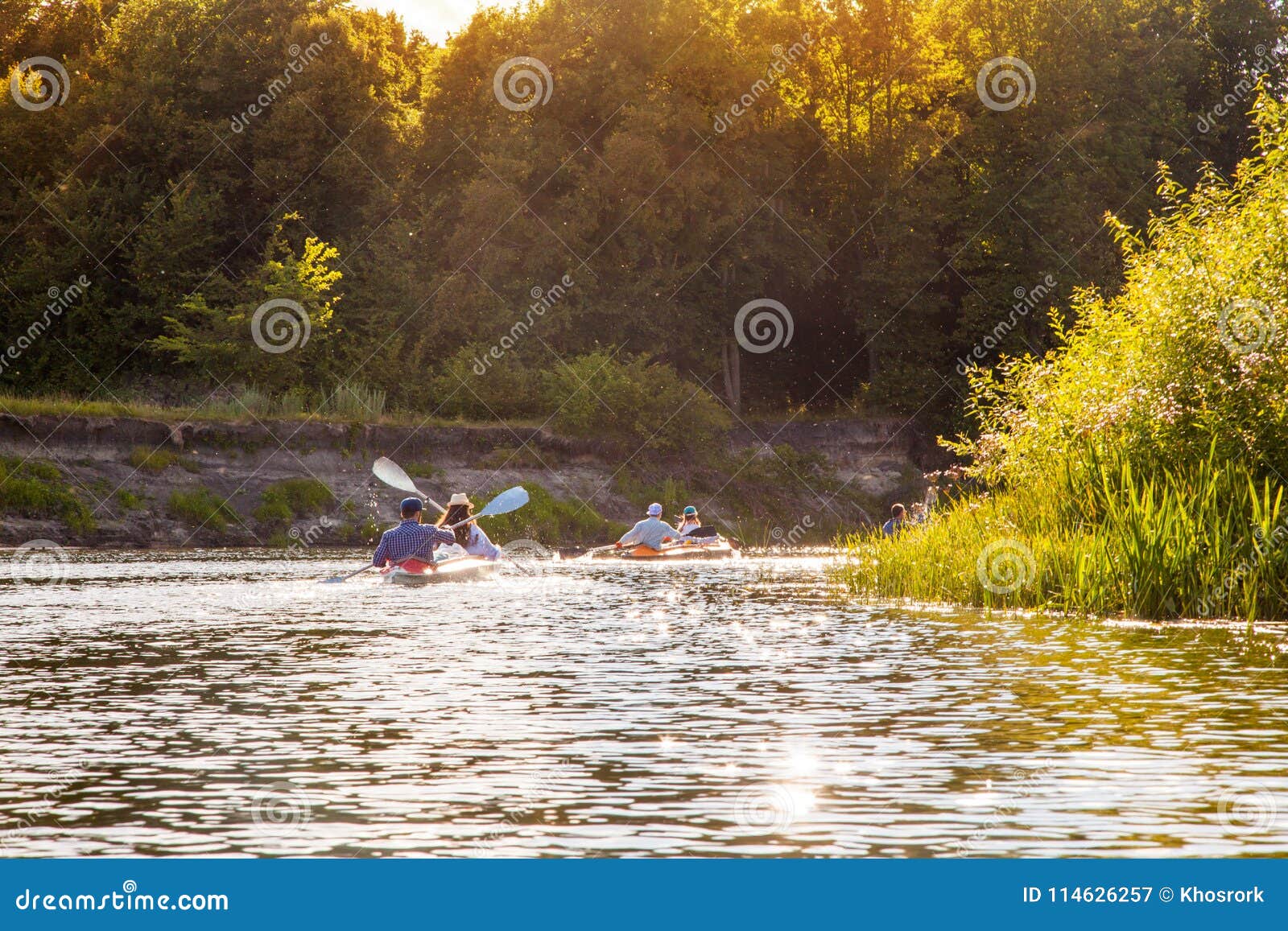 People Kayaking on River at Sunny Summer Day Editorial Photography ...