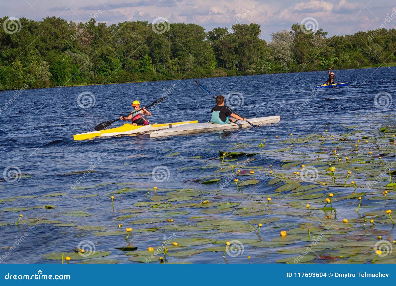 People on Kayaks Float Down the River Editorial Stock Image - Image of ...