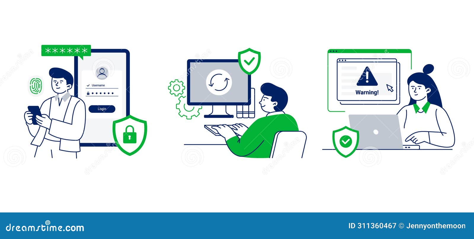 People Keep Cyber Security. Characters Use Multi-factor Authentication ...