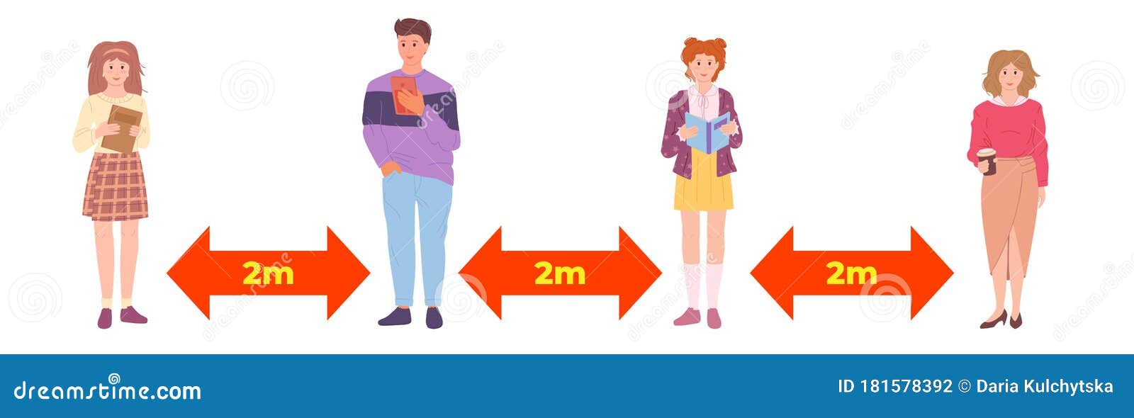People Keep Social Distance Arrows Distance Vector Stock Vector ...