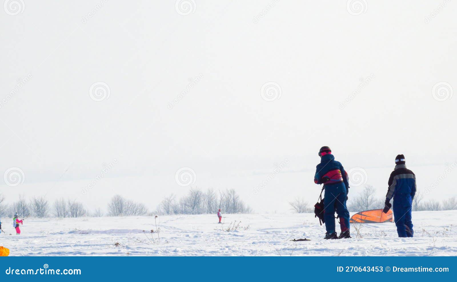 People Kiting in Winter in Snowy Terrain. Snowkiting Stock Image ...