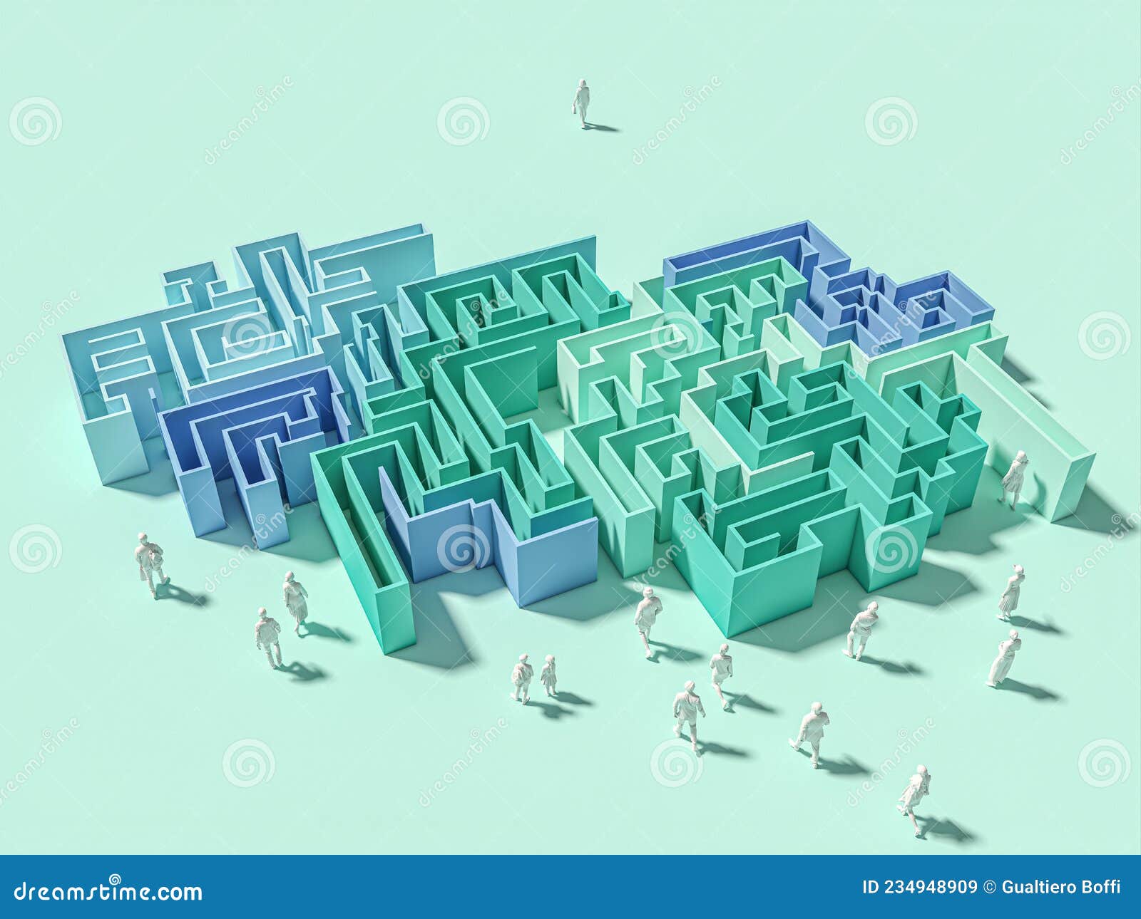 People and labyrinth stock illustration. Illustration of strategy ...