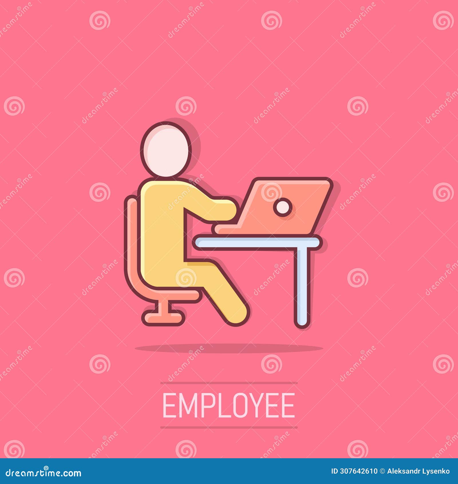 People with Laptop Computer Icon in Comic Style. Pc User Cartoon Vector ...