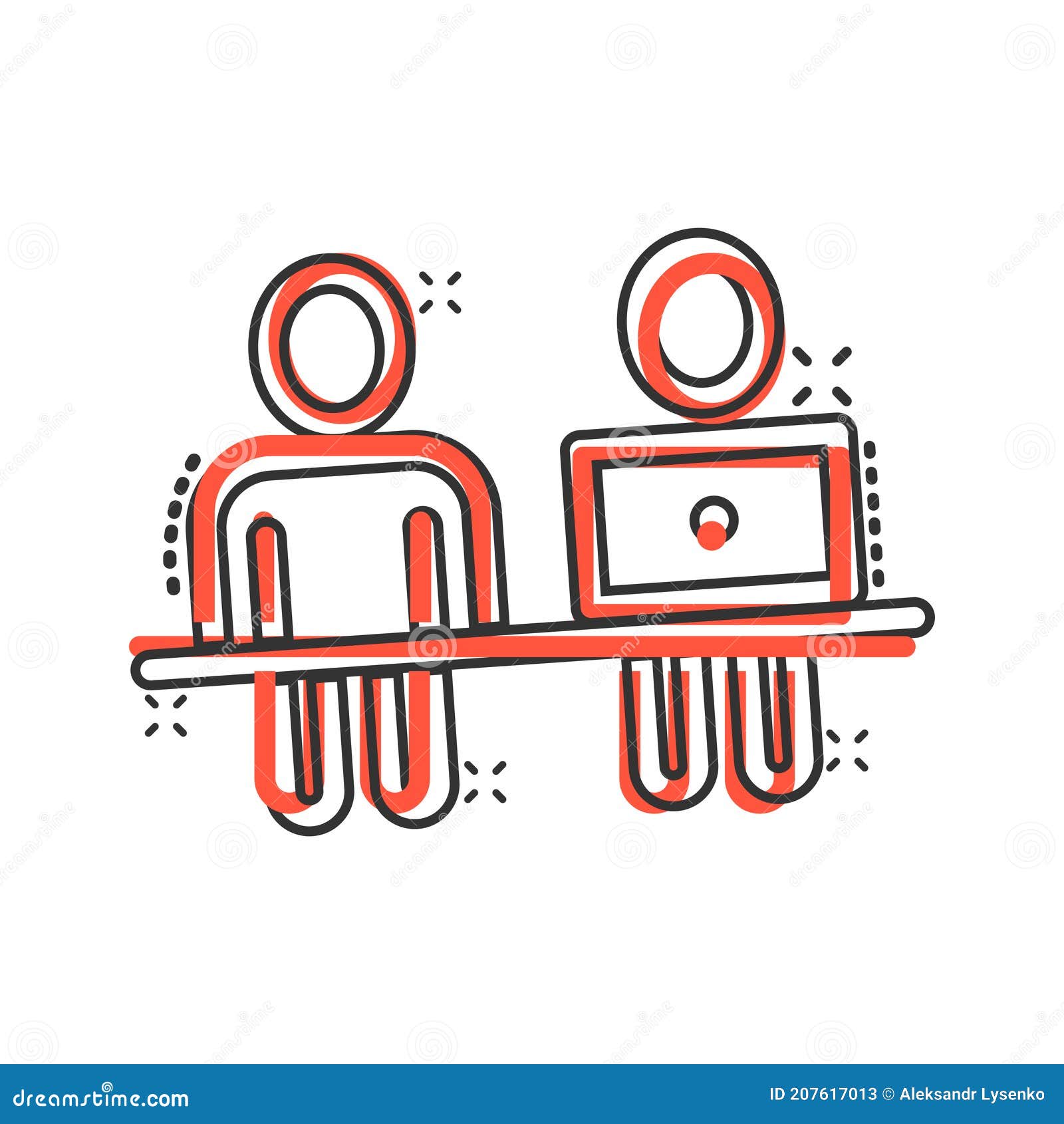 People with Laptop Computer Icon in Comic Style. Pc User Cartoon Vector ...