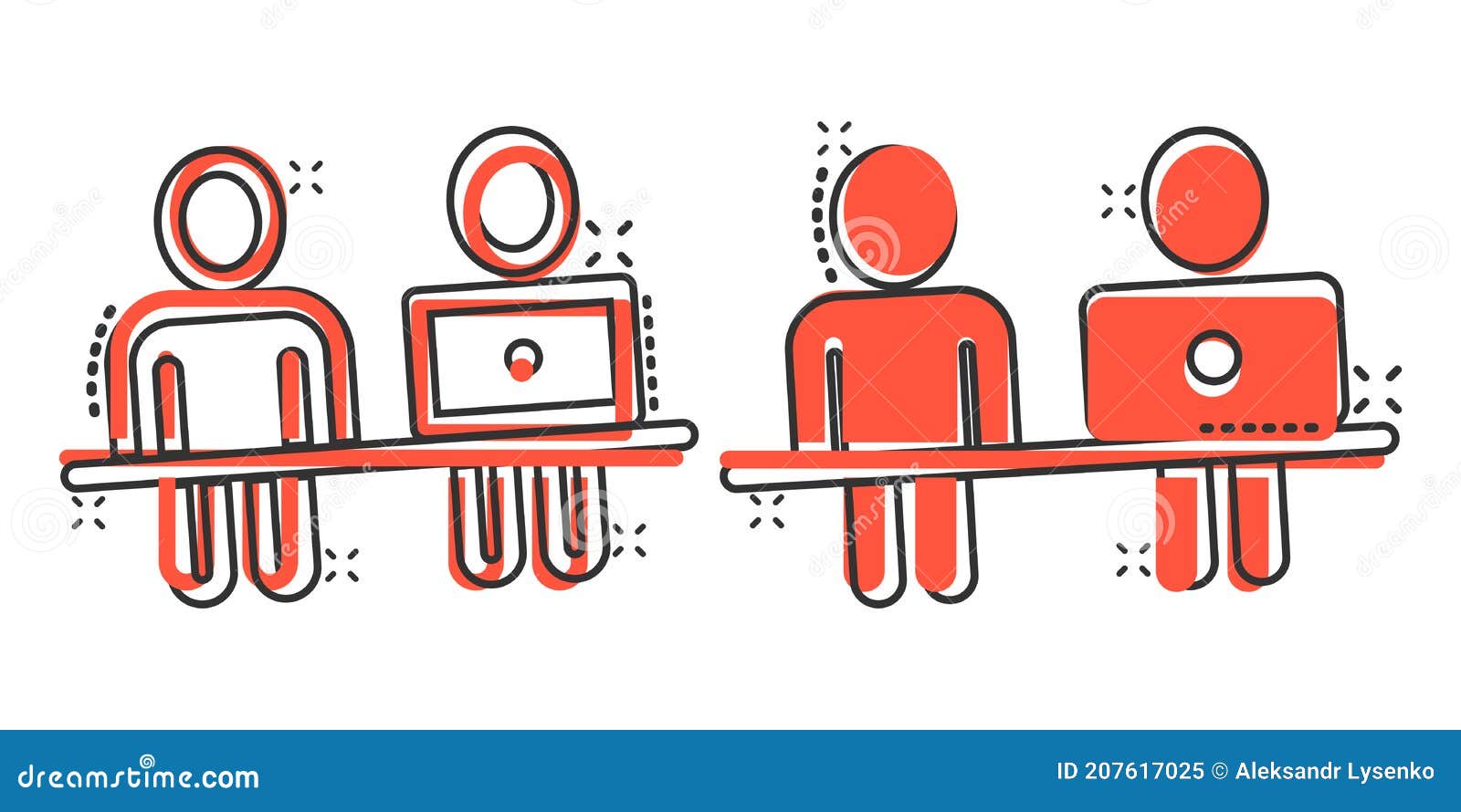 People with Laptop Computer Icon in Comic Style. Pc User Cartoon Vector ...