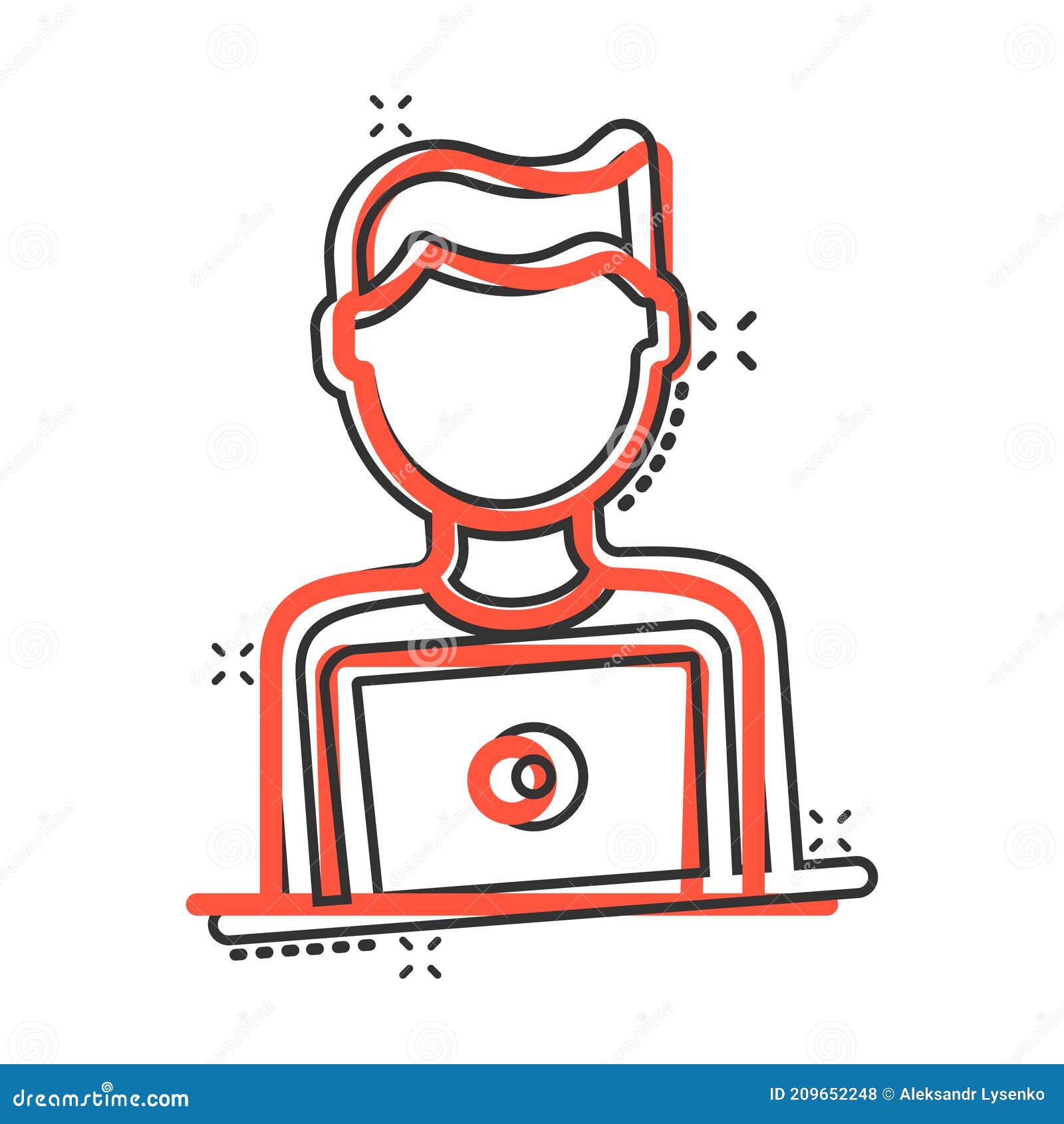 People with Laptop Computer Icon in Comic Style. Pc User Cartoon Vector ...