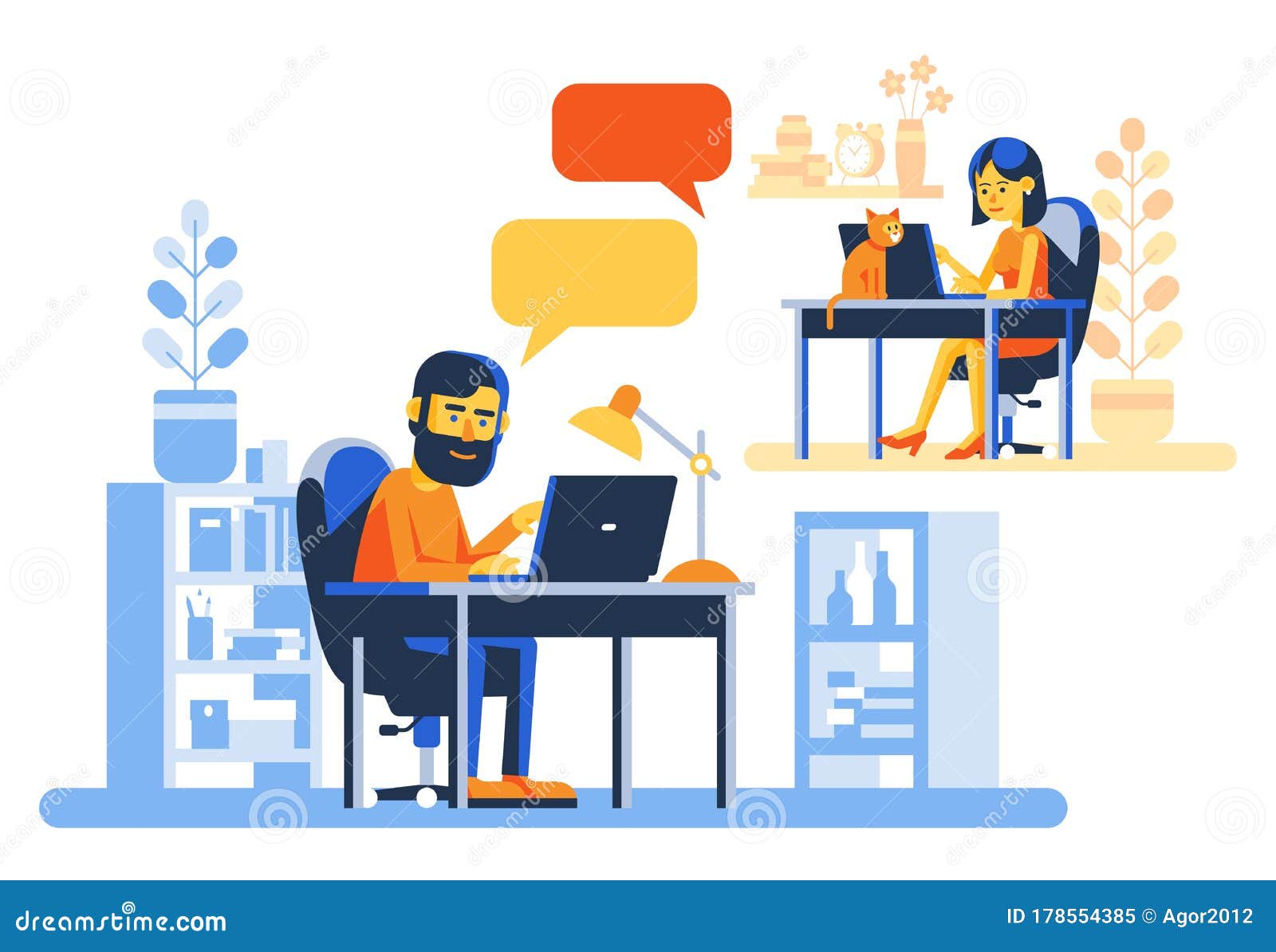 People with Laptops Chatting on the Internet Stock Vector ...