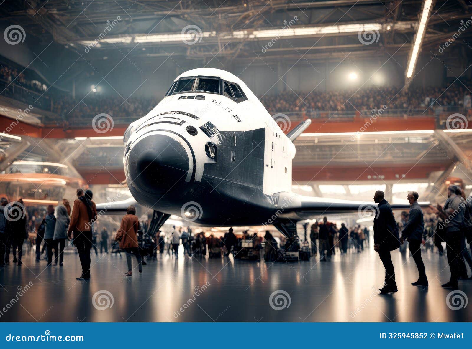 People Large Front a Model Space Shuttle Spacecraft Spaceship Replica ...