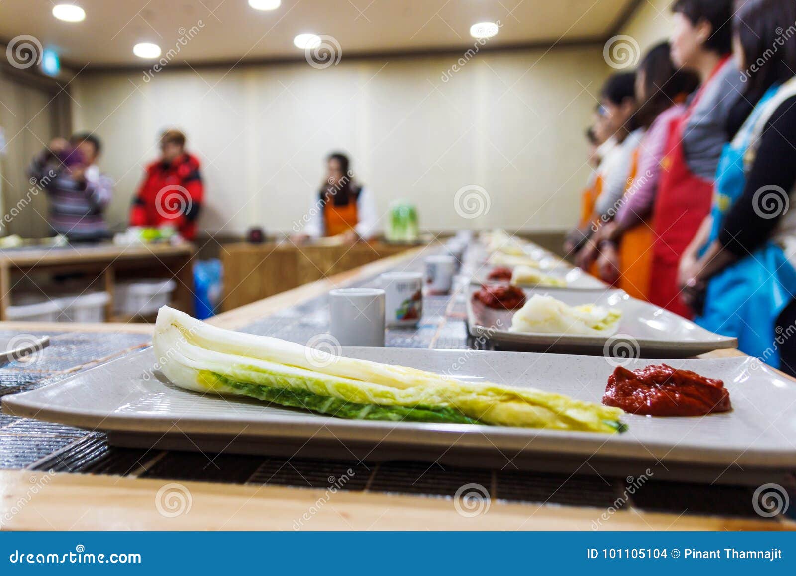 People Learn How To Make Kimchi. Stock Photo - Image of bowl, study ...