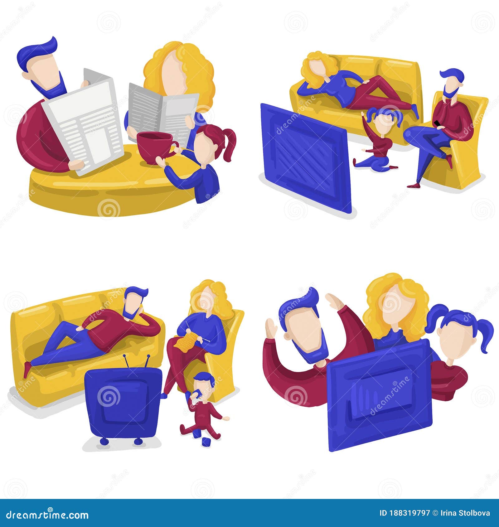 People Learn the News. Bitmap Image Stock Illustration - Illustration ...