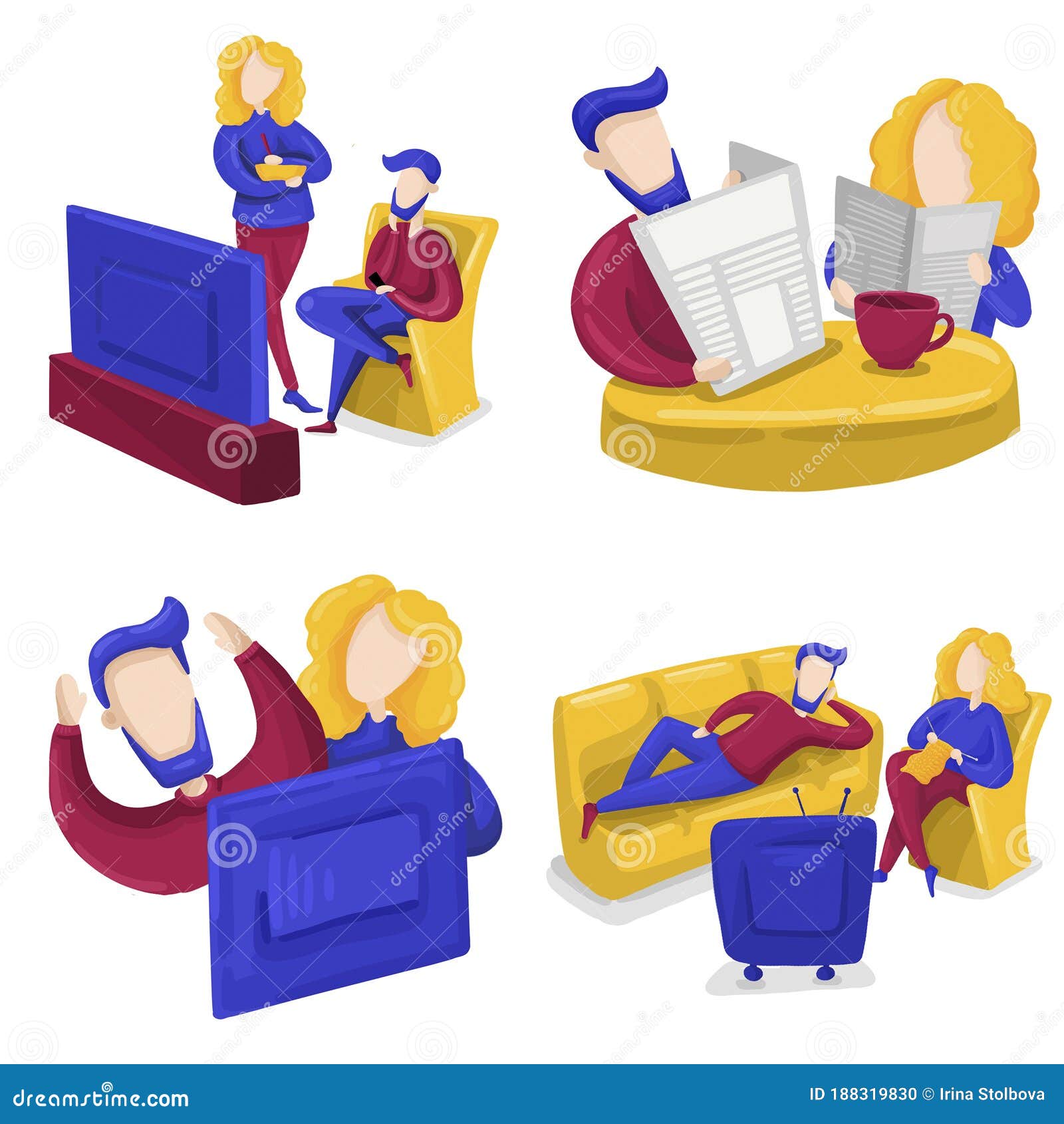 People Learn the News. Bitmap Image Stock Illustration - Illustration ...