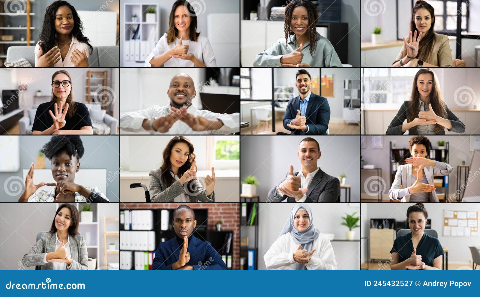 People Learning Deaf Sign Language Stock Image - Image of sign, online ...