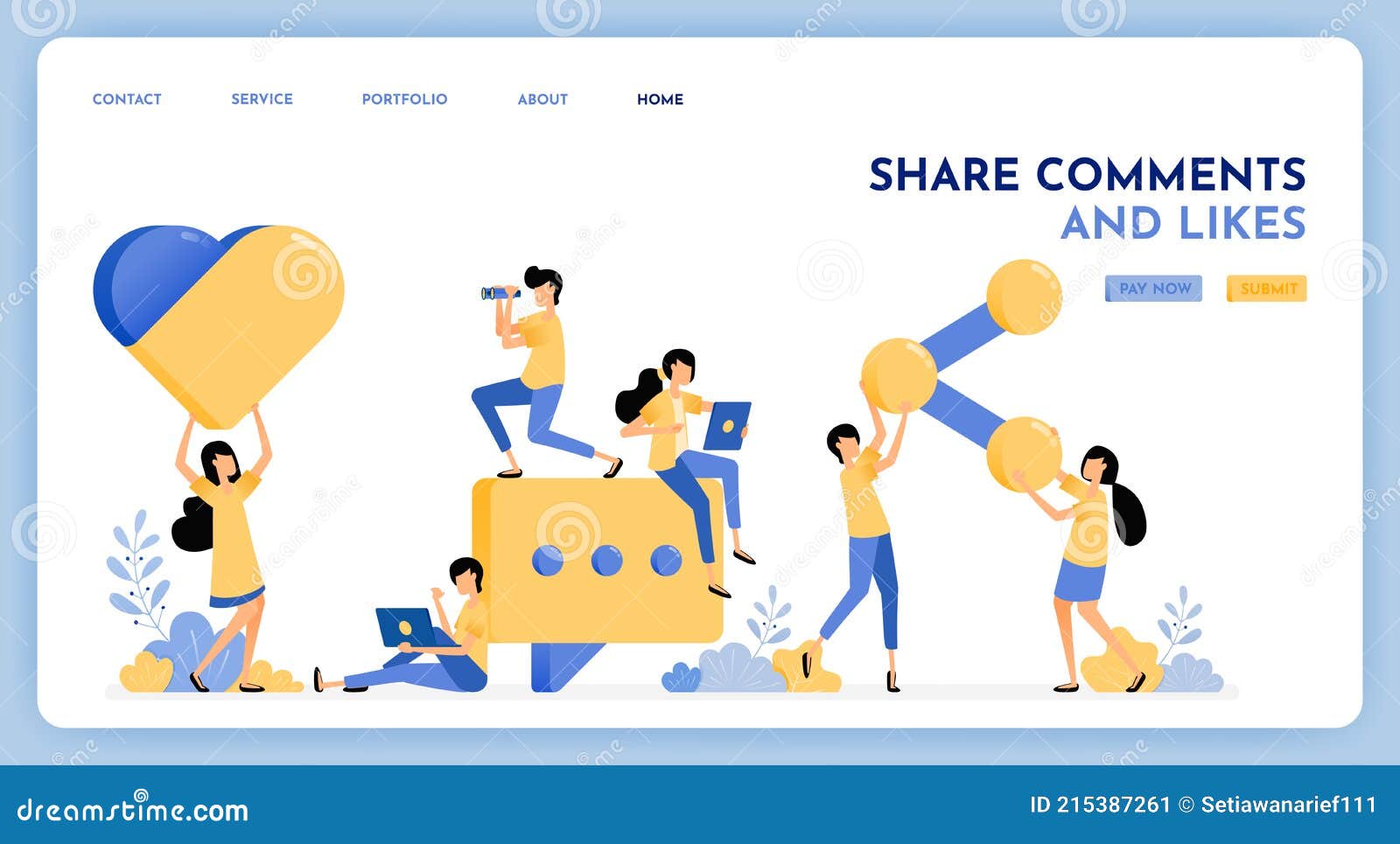 People Leave Comment, Like, Share on Social Media Posts. Giant 3d Style ...