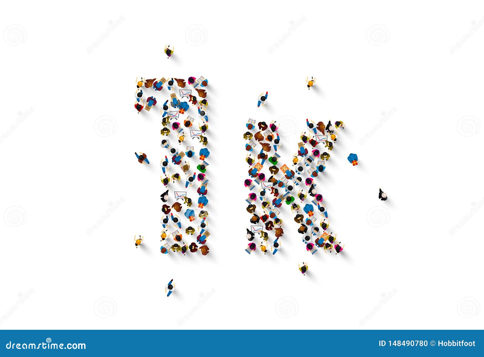 People Letter 1k Sign, White Background. Vector Stock Vector ...