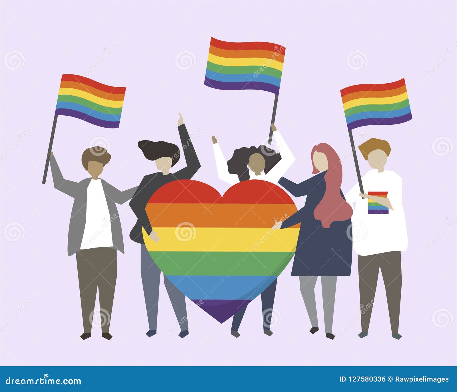 People with LGBTQ Rainbow Flags Illustration Stock Vector ...