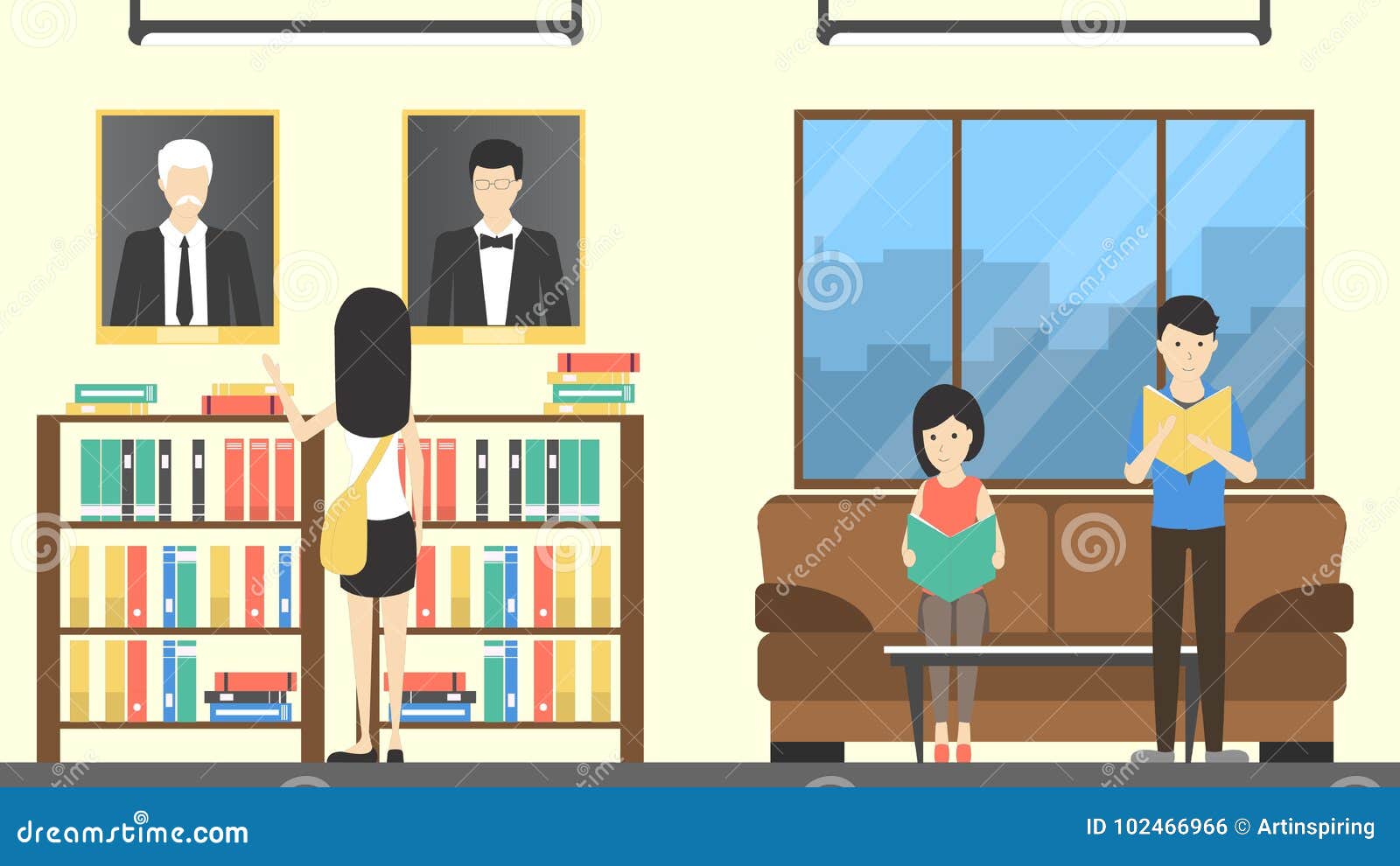 People at library. stock vector. Illustration of college - 102466966