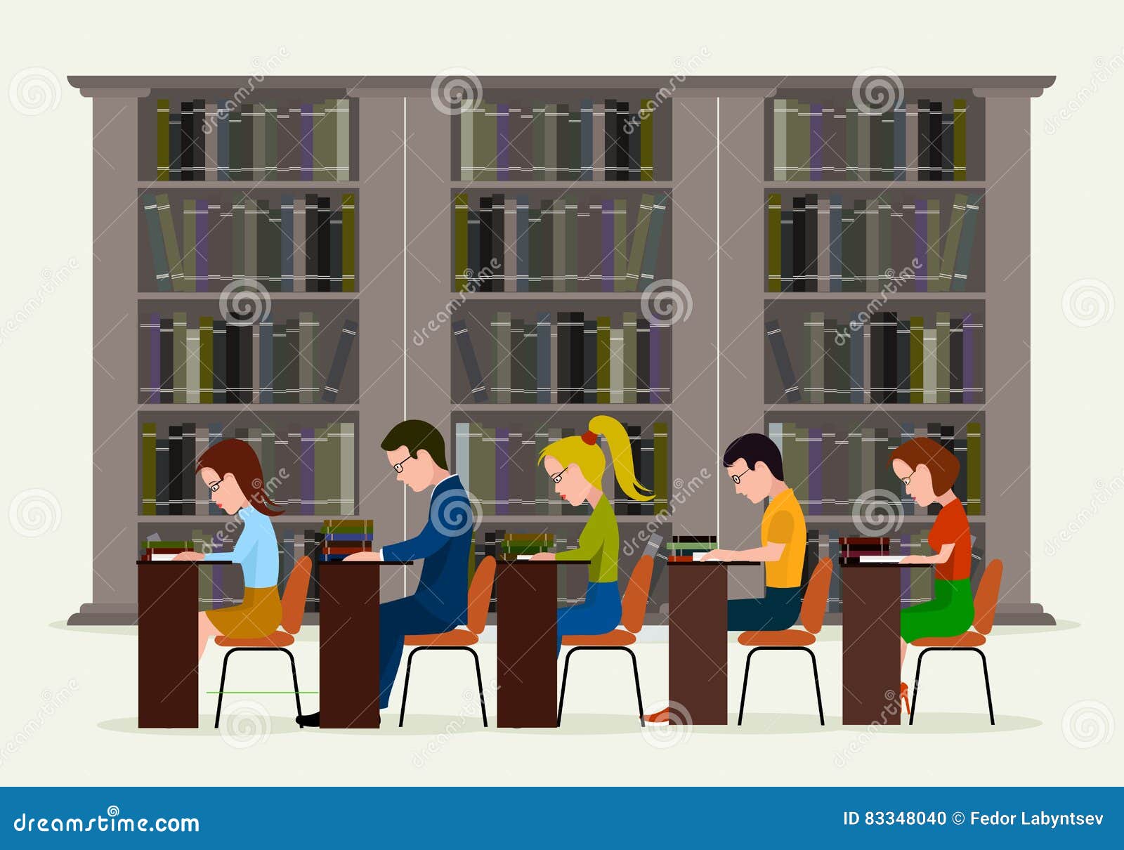 People in Library. Concept of Education. Reading in Library. Stock ...