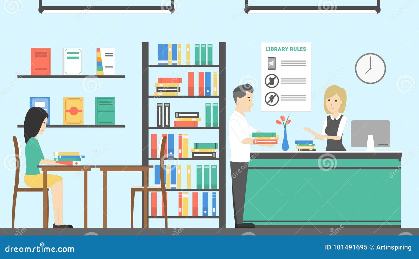 People at library. stock vector. Illustration of cartoon - 101491695