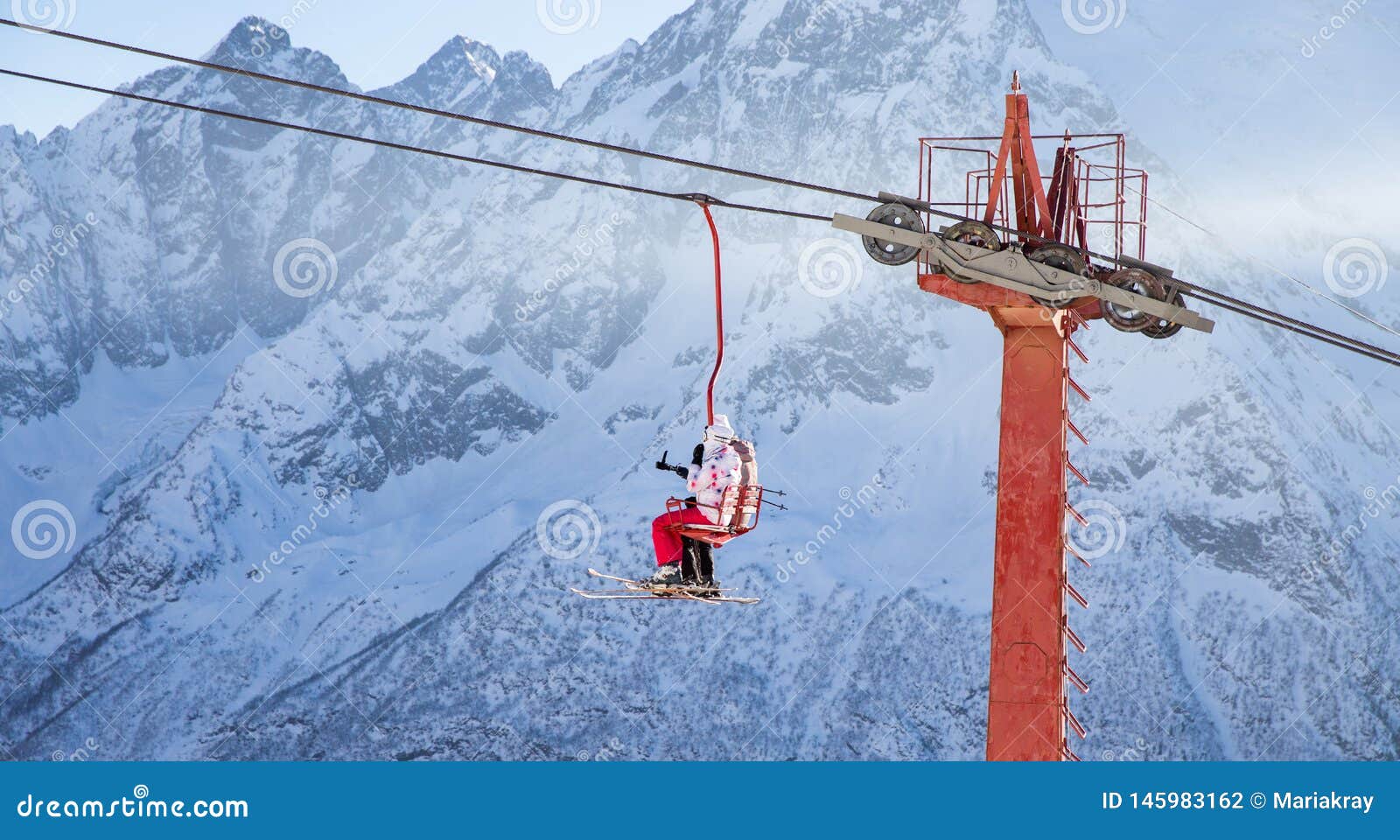People are Lifting on Skilift in the Mountains Stock Photo - Image of ...
