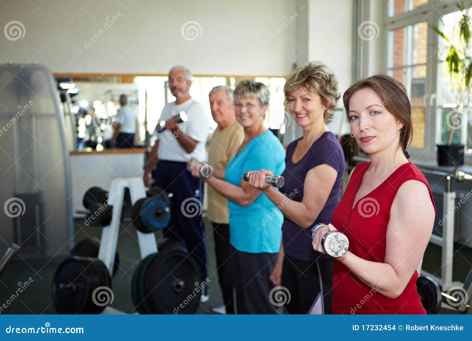 People Lifting Weights in Gym Stock Photo - Image of rehab, pensioner ...