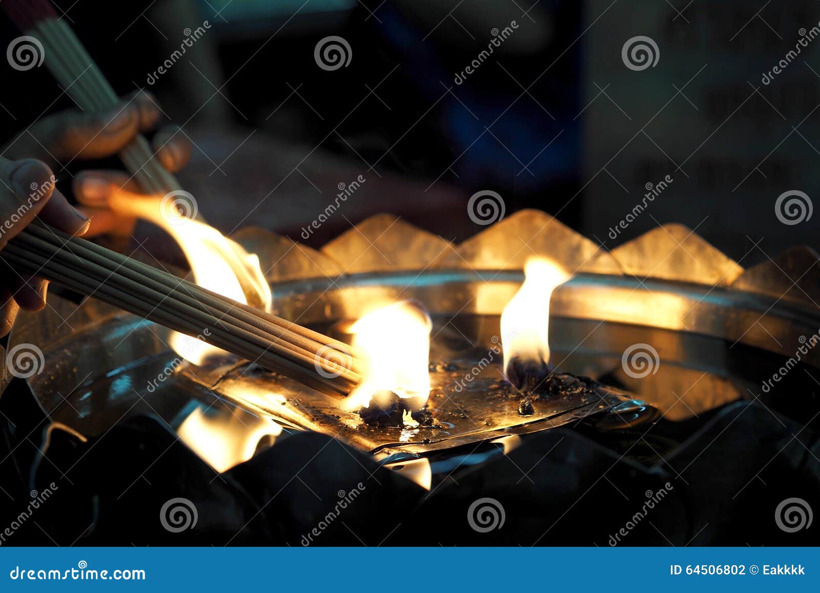 Incense Joss Stick Burning Slowly With Fragrant Smell Smoke. People ...