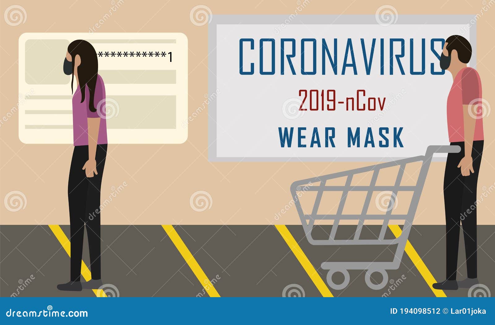 People in Line with Social Distancing Stock Vector - Illustration of ...