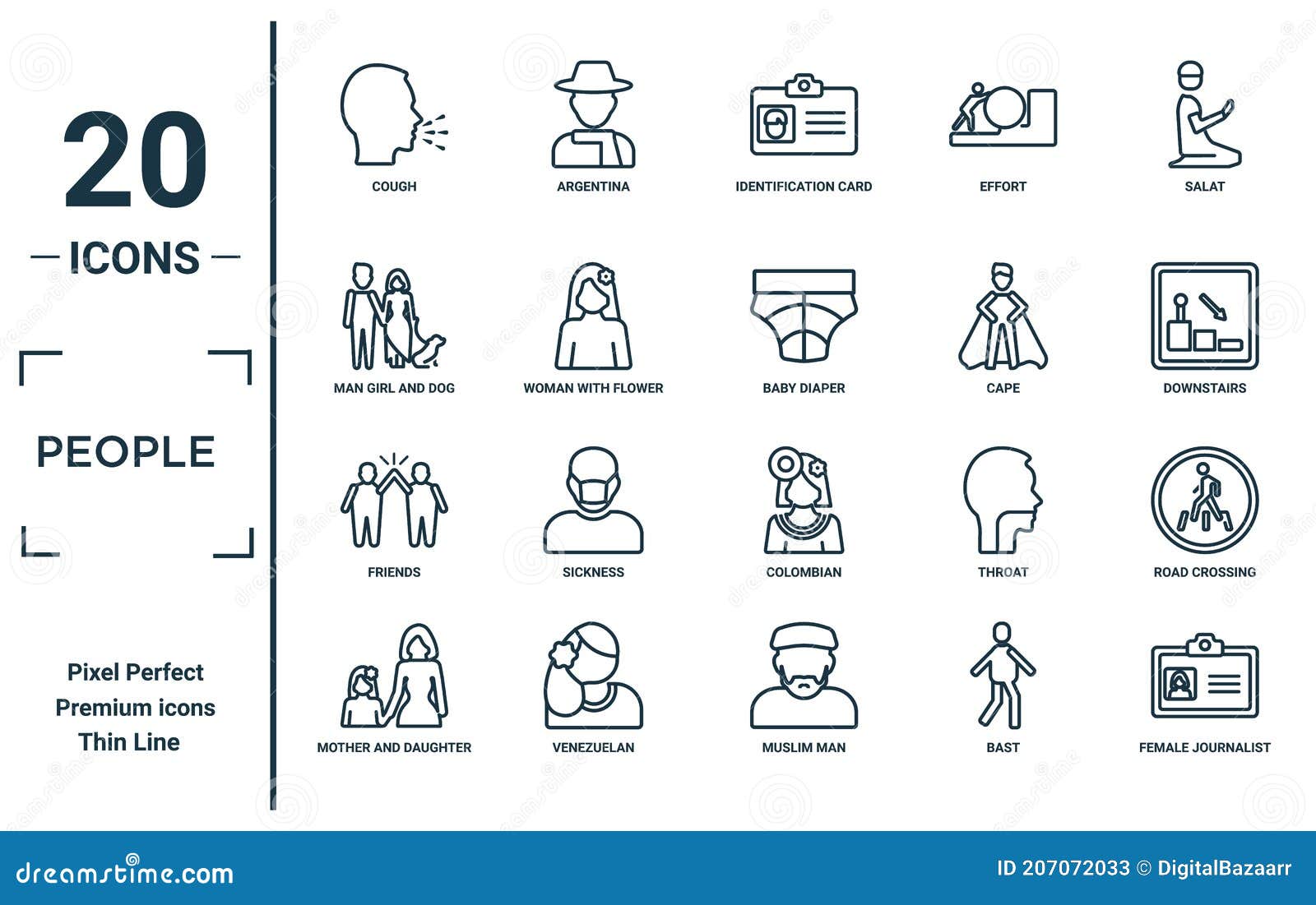 People Linear Icon Set. Includes Thin Line Biceps Of A Man, Dancing Man ... People Linear Icon Set. Includes Thin Line Biceps Of A Man, Dancing Man ...
