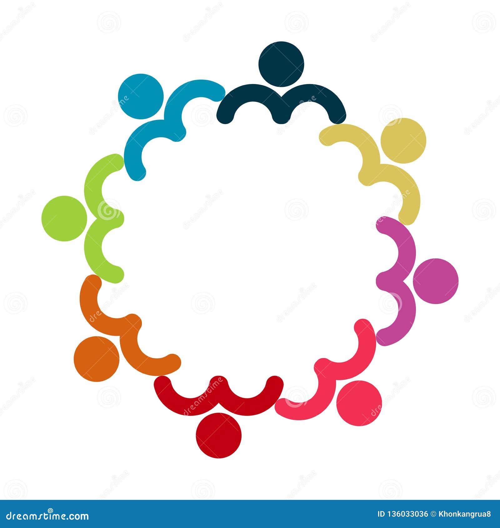 People Logo. Group Teamwork Symbol of Eight Persons in a Circle Stock ...