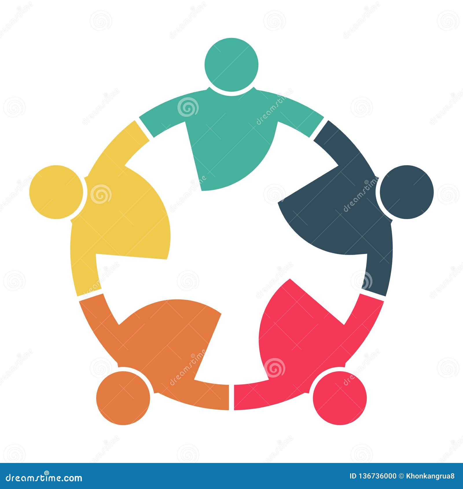 People Logo. Group Teamwork Symbol of Five Persons Stock Vector ...