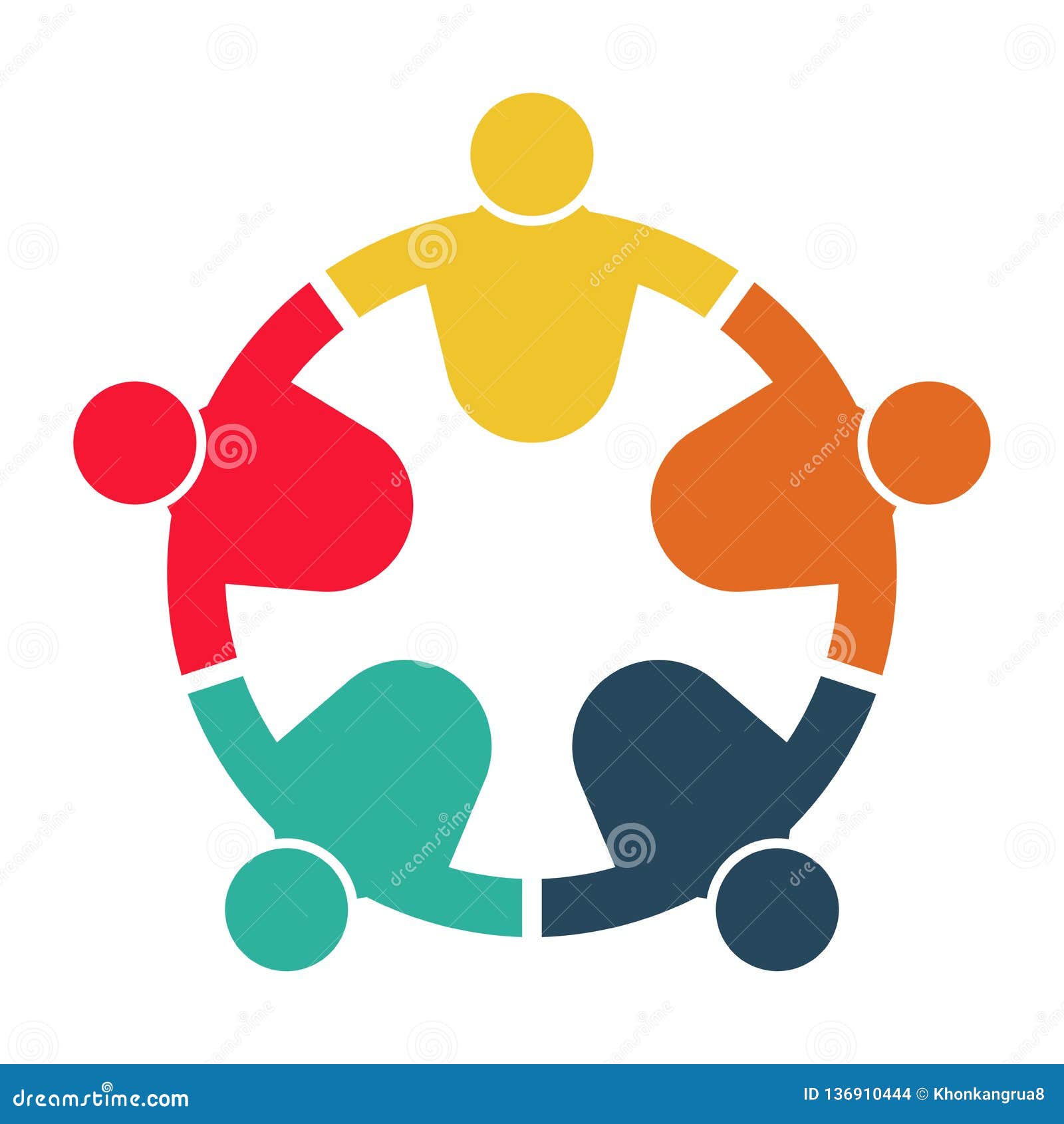 People Logo. Group Teamwork Symbol of Five Persons Stock Vector ...