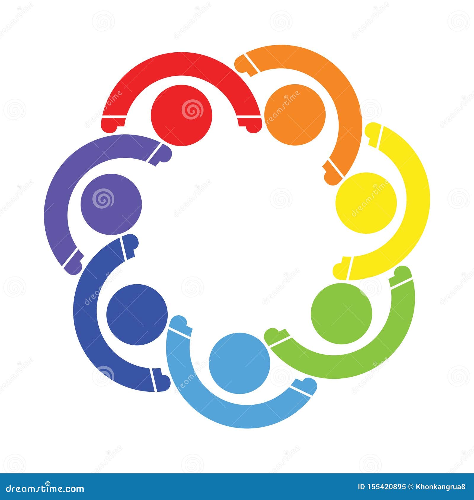 People Logo.Group Teamwork Symbol of Seven Persons Stock Vector ...