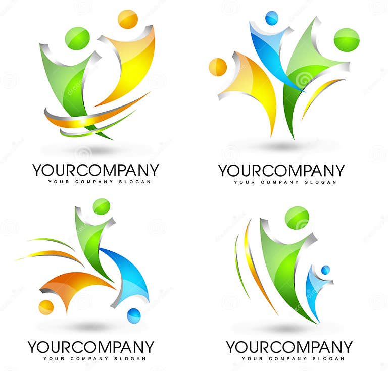 People Logo Set stock illustration. Illustration of gradient - 40992595