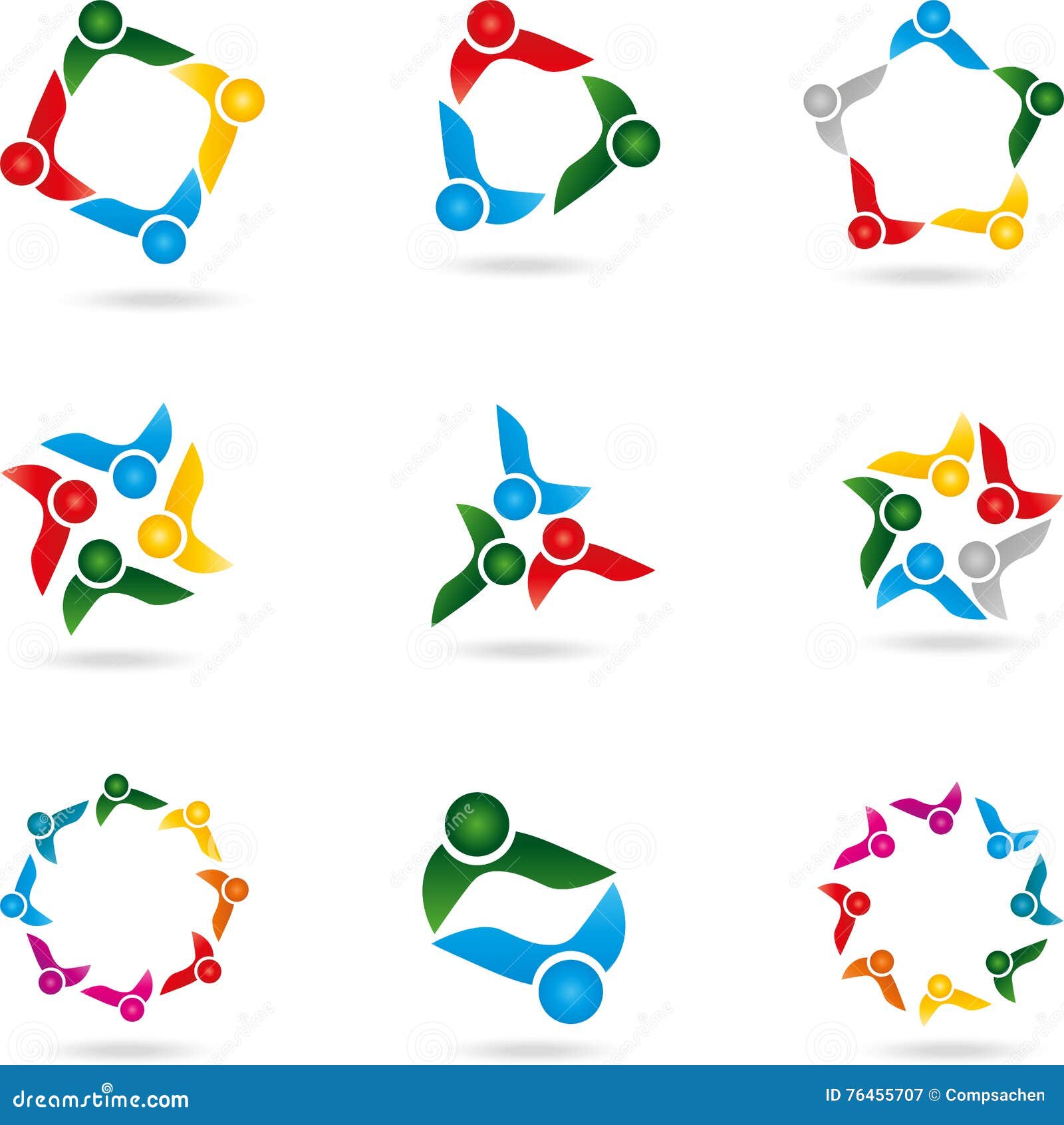 People Logos Colorful Together, Team Circle 3d New Concept, Care ...