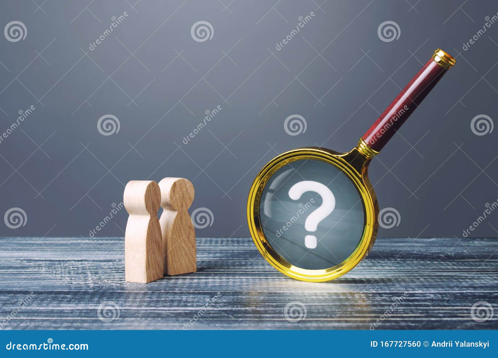 People Look at Magnifying Glass with Question Mark. Search, Analysis ...