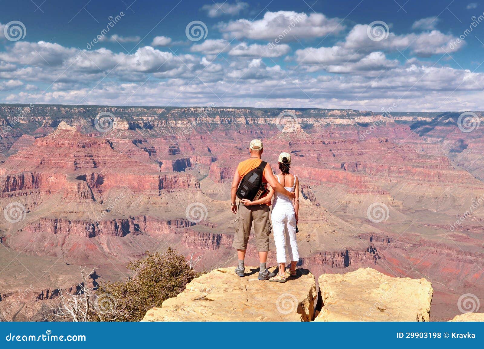 Couple Enjoying Beautiful Grand Canyon Landscape Stock Photo - Image of ...
