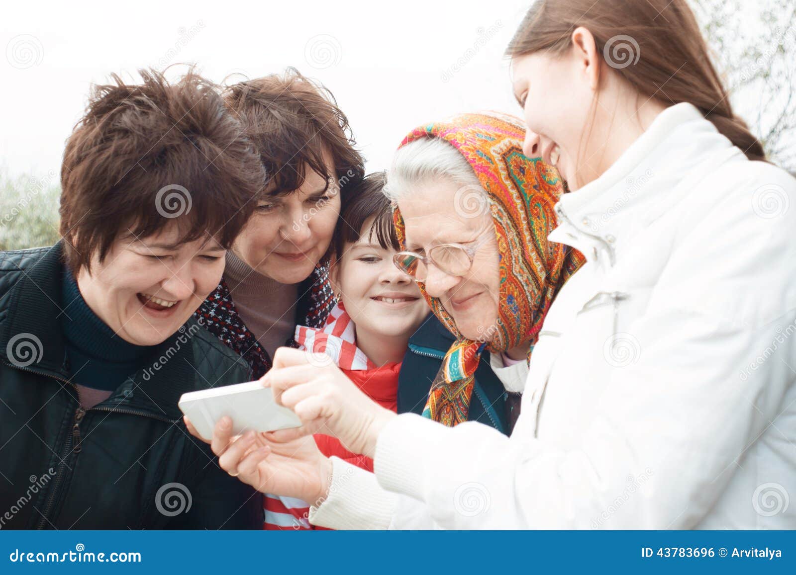 People look in phone stock photo. Image of device, white - 43783696