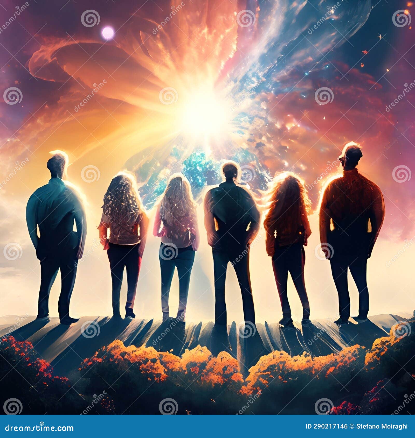 People Looking a Bing Bang Explosion in the Sky Stock Photo - Image of ...