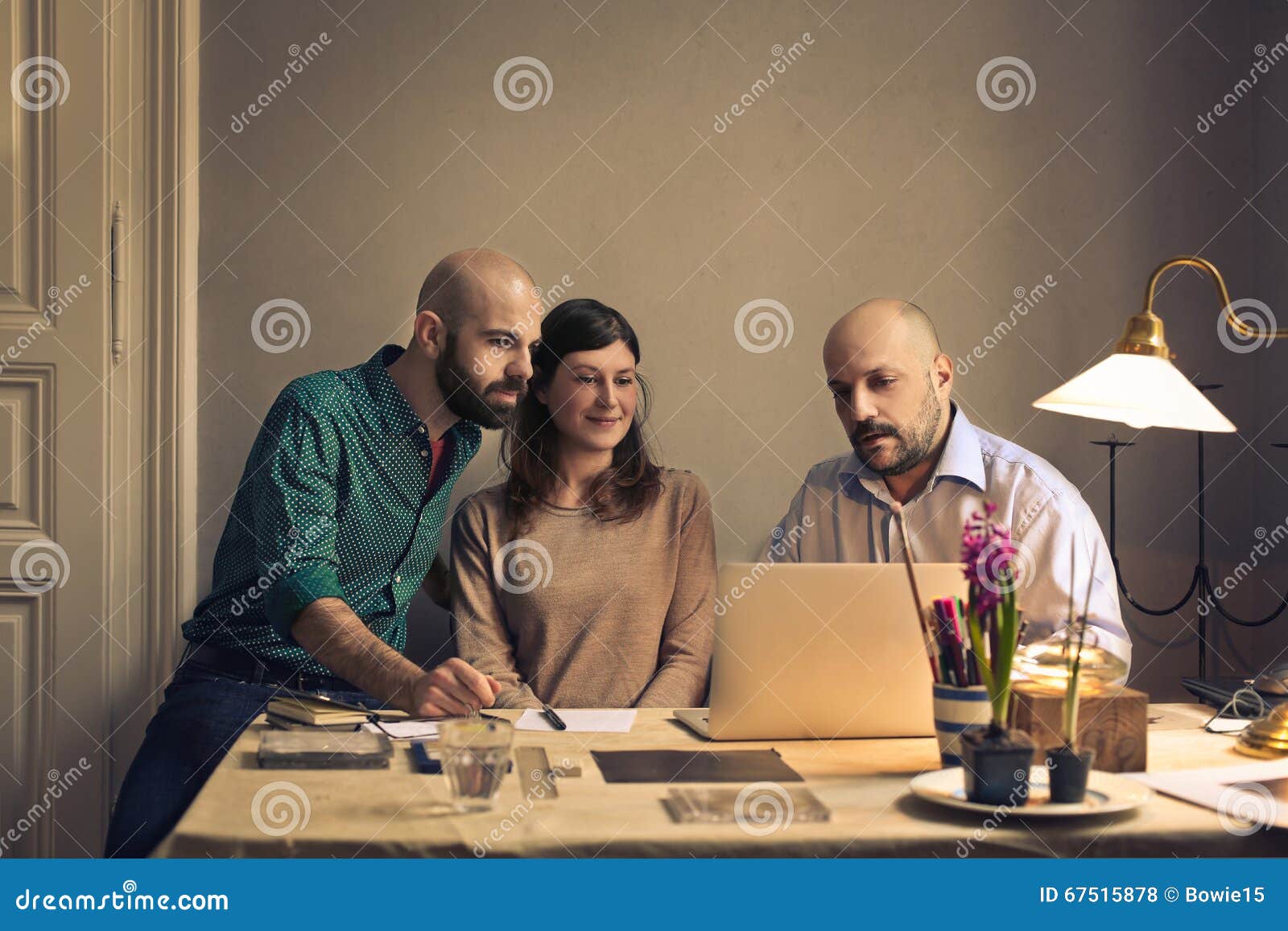 People looking at computer stock photo. Image of smile - 67515878