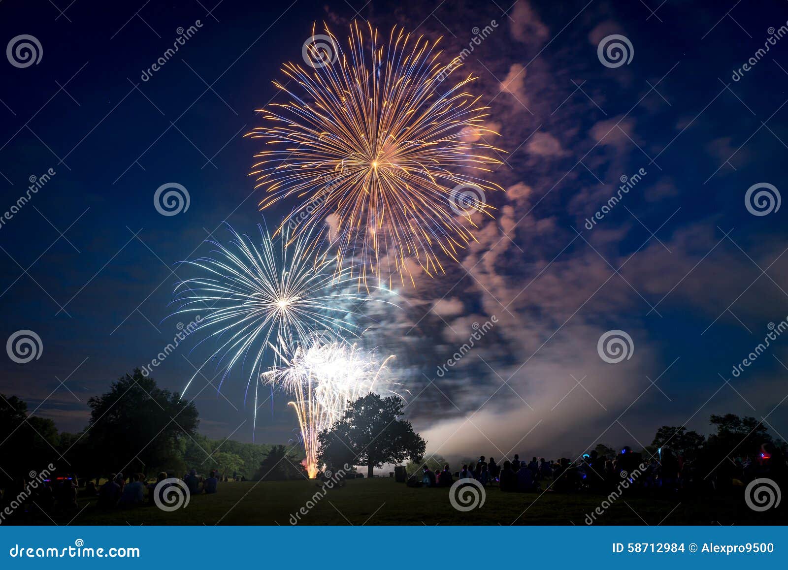 People Lawn Looking Fireworks Stock Photos - Free & Royalty-Free Stock ...