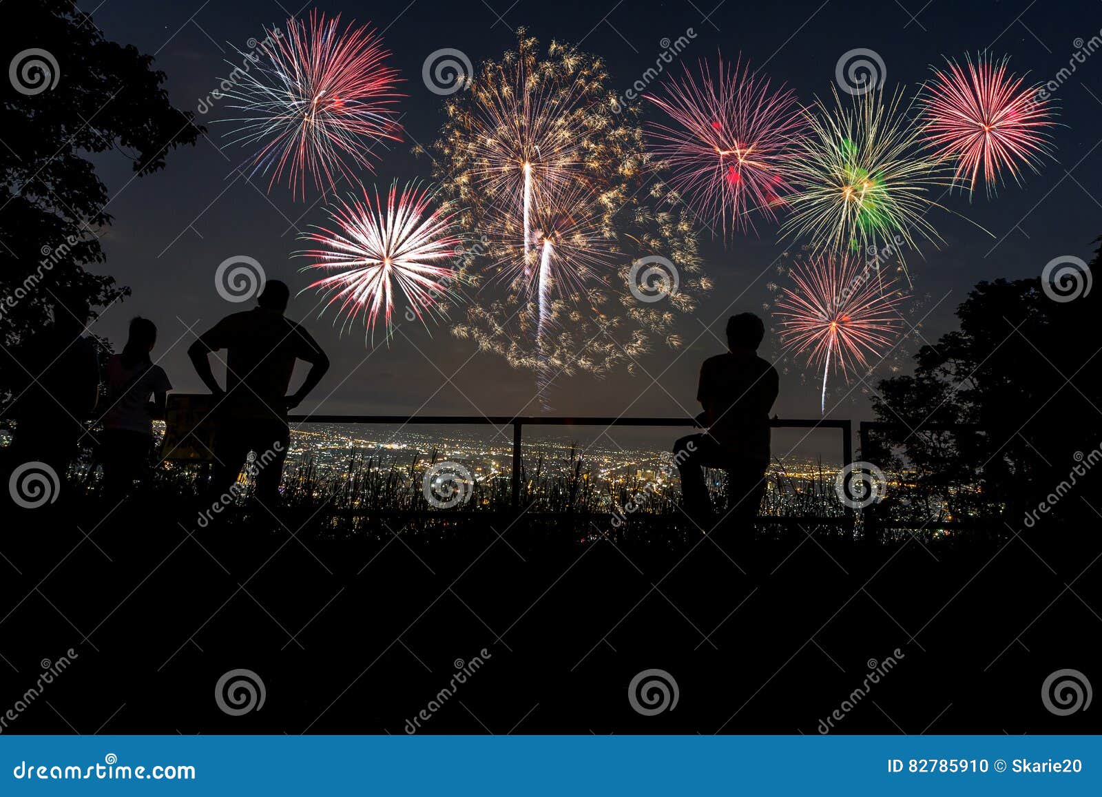 People Looking at Fireworks Stock Photo - Image of celebration, event ...