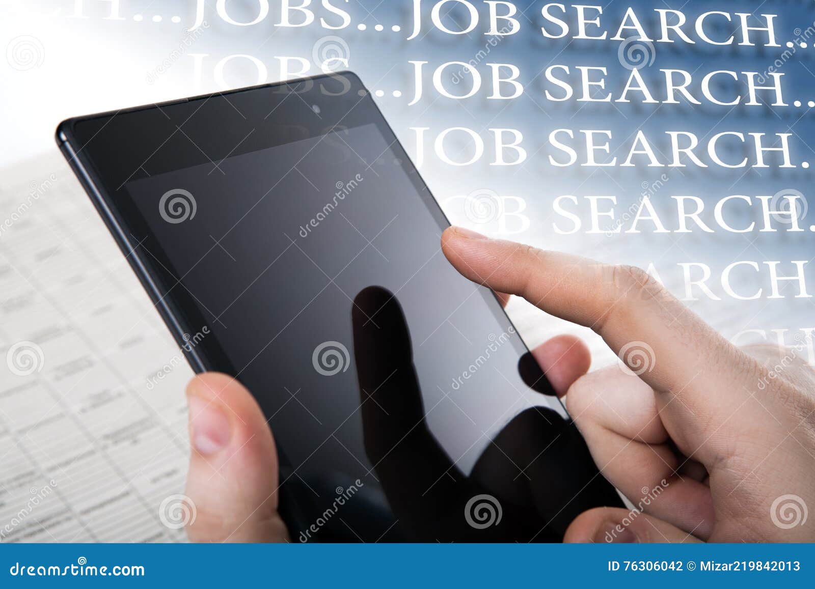 People Looking for a Job on the Internet Stock Photo - Image of gadget ...