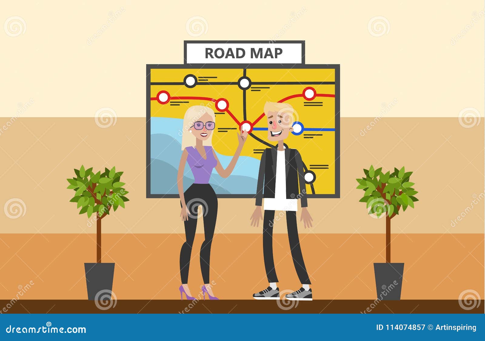 People looking at map. stock vector. Illustration of traffic - 114074857