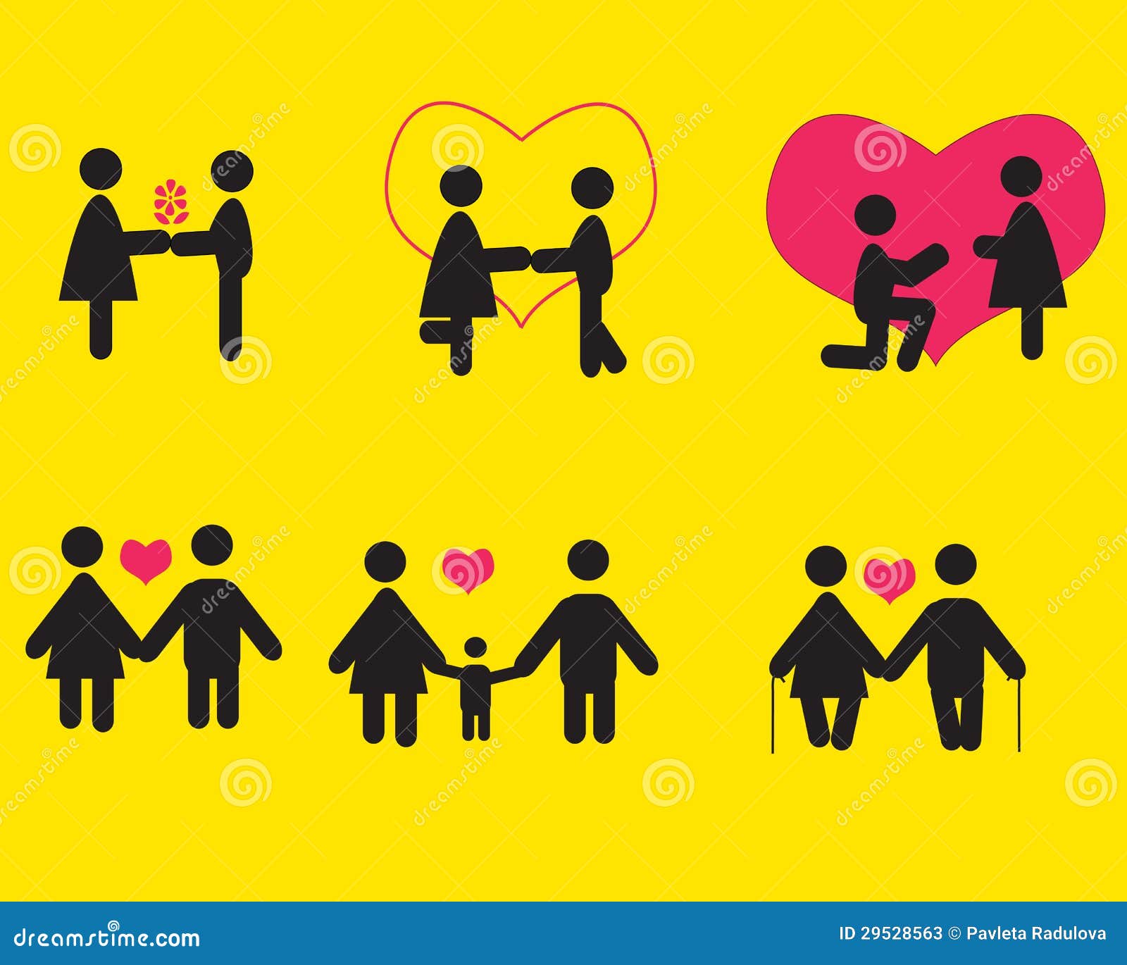 People in love, icon set stock illustration. Illustration of hand ...